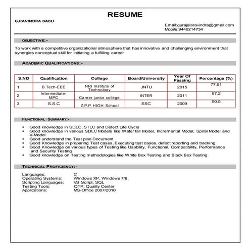 Fresher Resume | PDF
