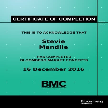 BLOOMBERG CERTIFICATE STEVIE | PDF
