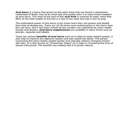 Benefits of Acai Berry | DOCX