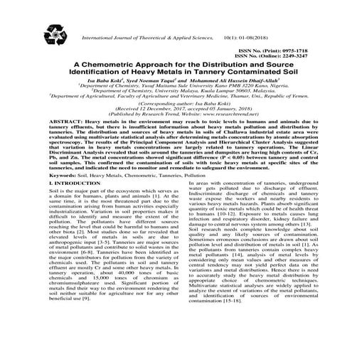1 a chemometric approach for the distribution and source identification of heavy metals in ...