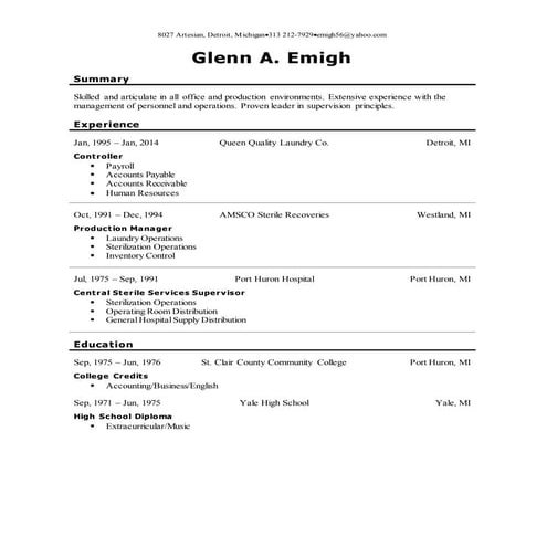 Glenn Emigh Resume | DOC