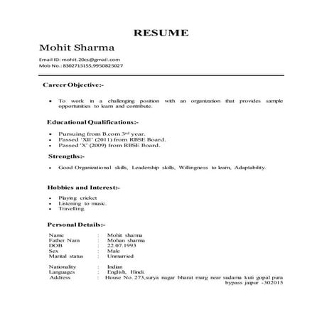 MOHIT RESUME | PDF