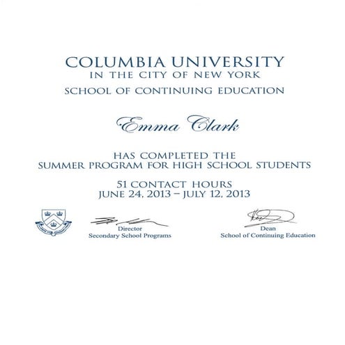 Emma Clark Columbia Certificate July 2013 | PDF