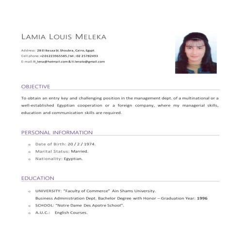 Lamia-New-CV | DOCX | Business Accounting & Finance | Business