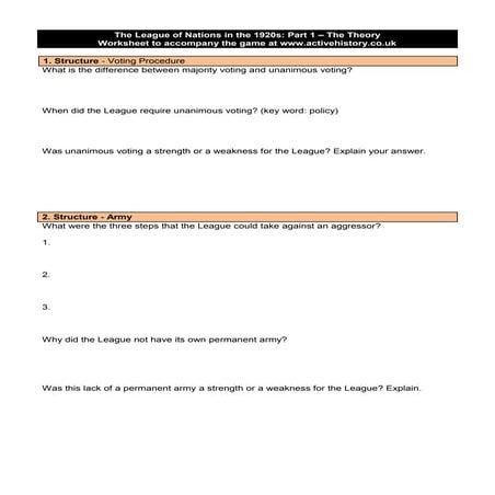 League of Nations Worksheet | PDF