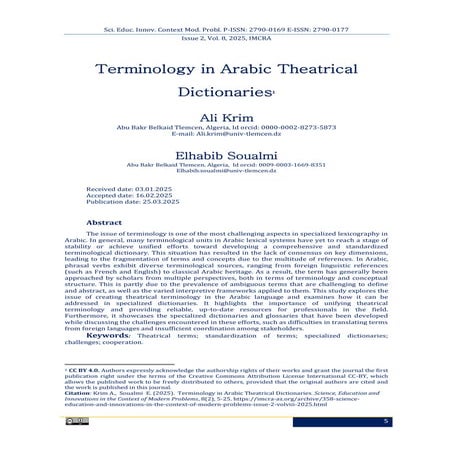 Terminology in Arabic Theatrical Dictionaries | PDF