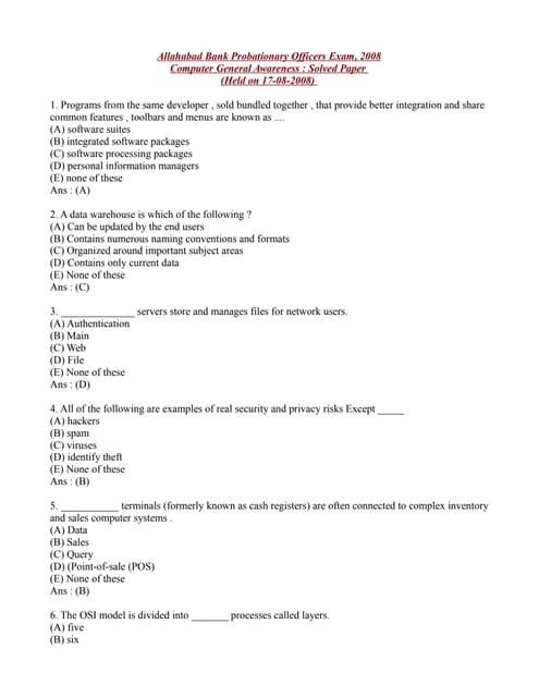 CAPE Computer Science Unit 1 Paper 1 - Practice Paper | PDF