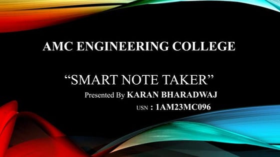 SMART NOTE TAKER | PPTX | Tablets and E-readers | Consumer Electronics