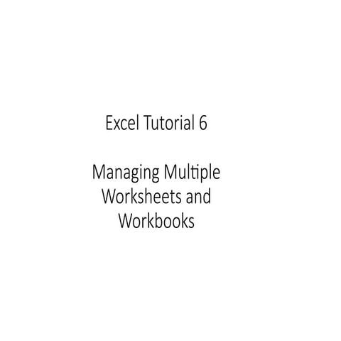 Tutorial: How to Manage Worksheet in Excel | PPT