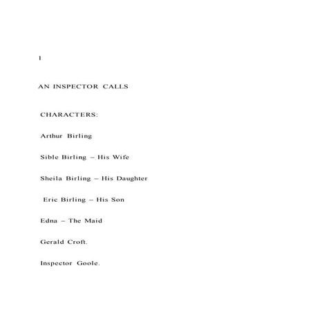 1 AN INSPECTOR CALLS CHARACTERS Ar | PDF