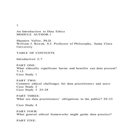 1 An Introduction to Data Ethics MODULE AUTHOR1 S | DOCX