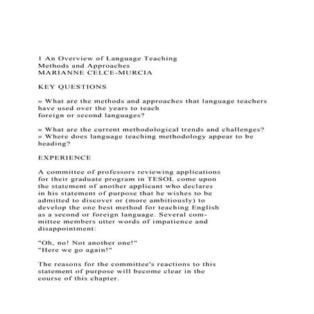 1 An Overview of Language Teaching Methods and Approaches .docx | Education
