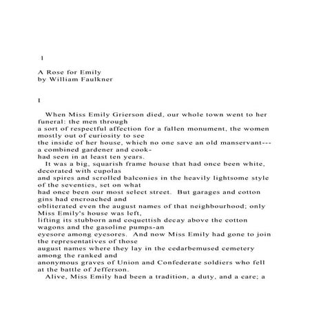 1 A Rose for Emily by William Faulkner I .docx