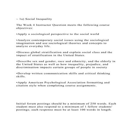 ~ 1a) Social Inequality The Week 4 Instructor Question meets t.docx