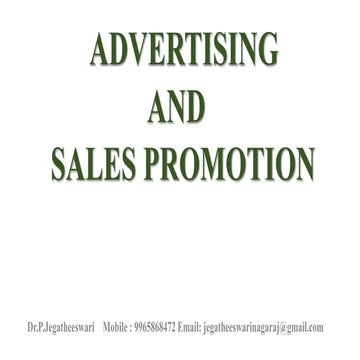 Advertising and Sales Promotion concepts | PPTX