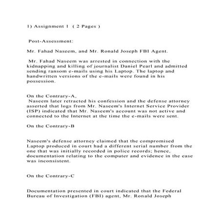 1) Assignment 1 ( 2 Pages ) Post-AssessmentMr. Fahad Nas.docx | Crime & Harmful Acts to ...