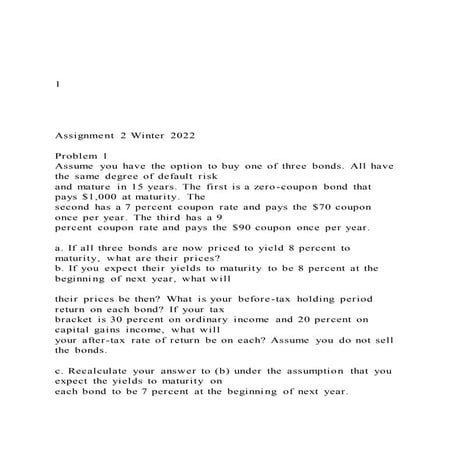 1 Assignment 2 Winter 2022Problem 1 Assume yo | DOCX