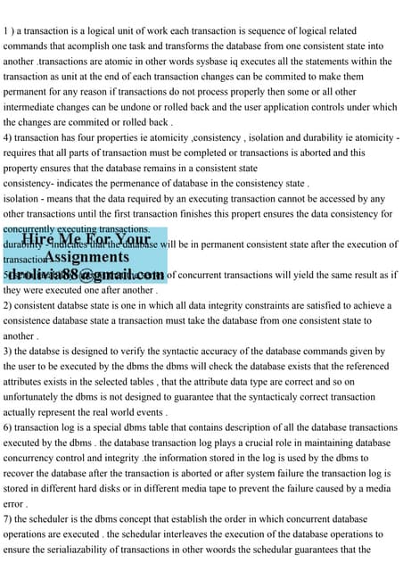 1 Transaction Processing And Concurrency Controlpptx Databases Computer Software And