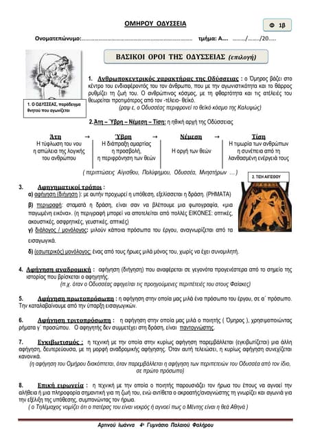 Σημειώσεις στην Οδύσσεια, ραψωδία α | PDF