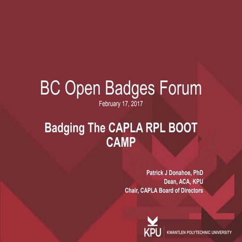 Patrick Donahoe, CAPLA: Badging the CAPLA Boot Camp | PPTX