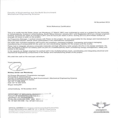 UJ Reference Letter | PDF