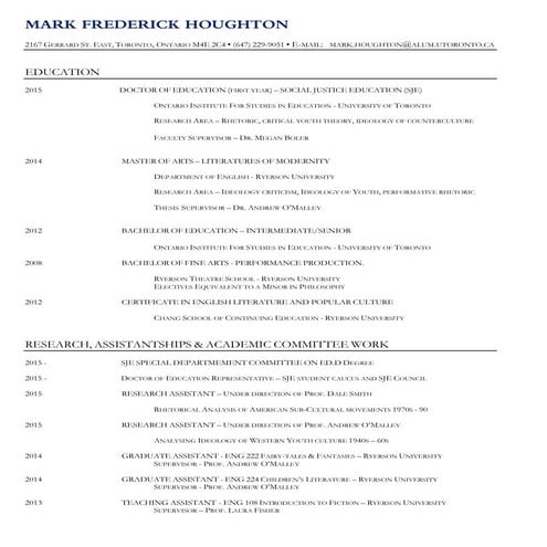 Academic CV - Mark Houghton | PDF