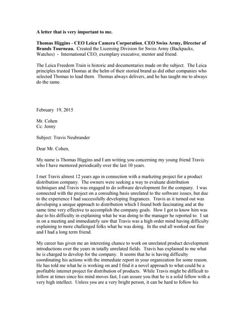 Letter of Recommendation - CEO | PDF | Business Administration | Business