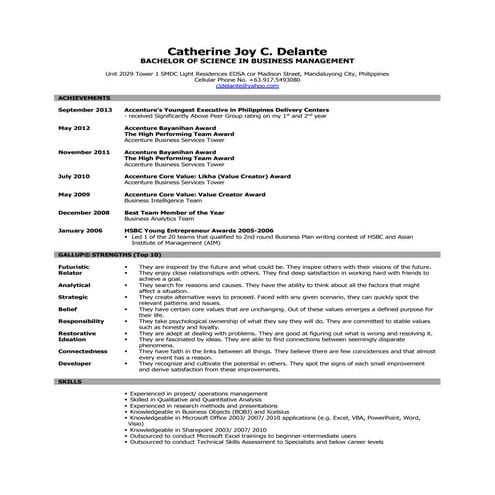 cv_catherine.joy.c.delante | PDF | Travel Insurance | Insurance