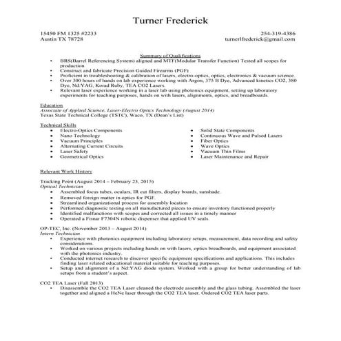 Turner Frederick Resume.. | PDF
