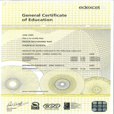 Pratik Rao - A Level Transcripts | PDF