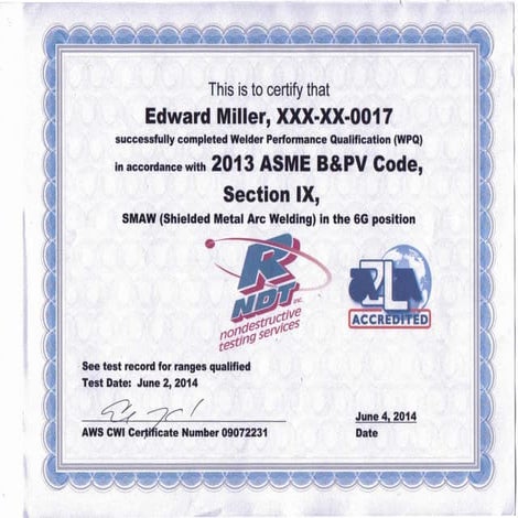 ASME Section IX - 6G Pipe Cert | PPT