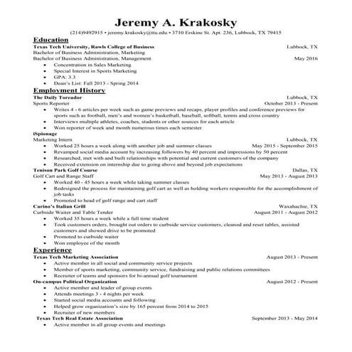 resume fall 2015 | PDF