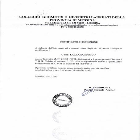 lazzara certificato | PDF
