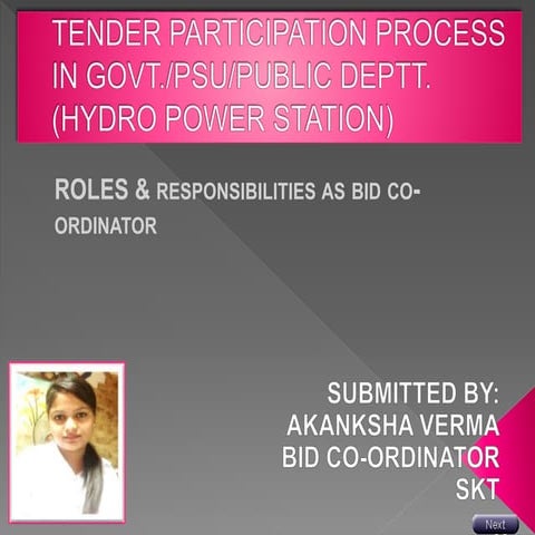 TENDER PARTICIPATION PROCESS IN GOVT | PPTX