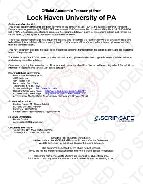 tcc transcript | PDF