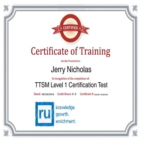 TTSM Certificate1 | PDF