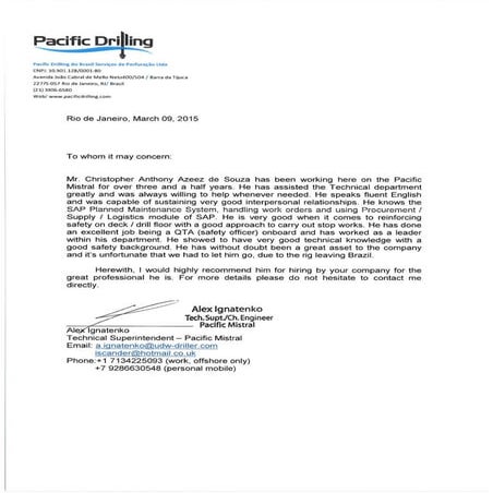 Recommendation letter Tech Surpt | PDF