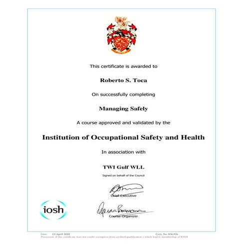 IOSH-Managing Safely | PDF