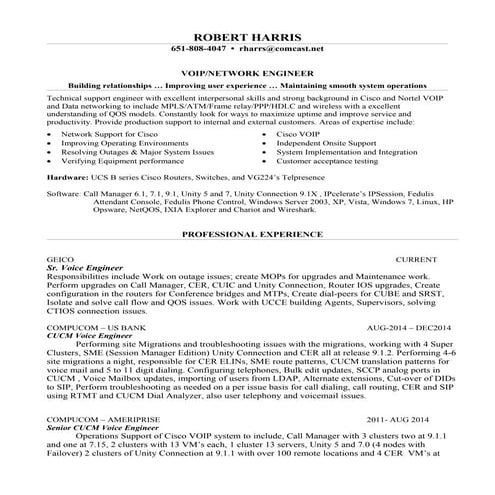 Robert Harris Current resume | DOC | Computer Networking | Computing