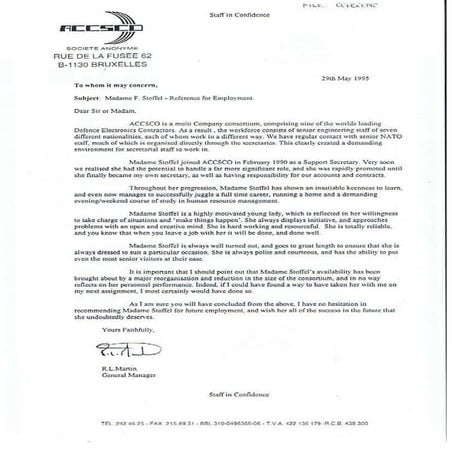 Accsco reference letter 1995 RLM | PDF