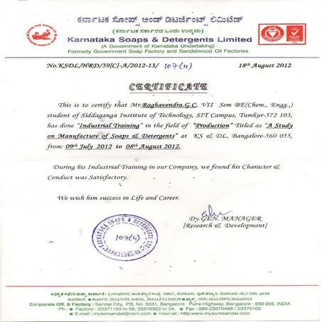KSDL Internship Certificate | PDF