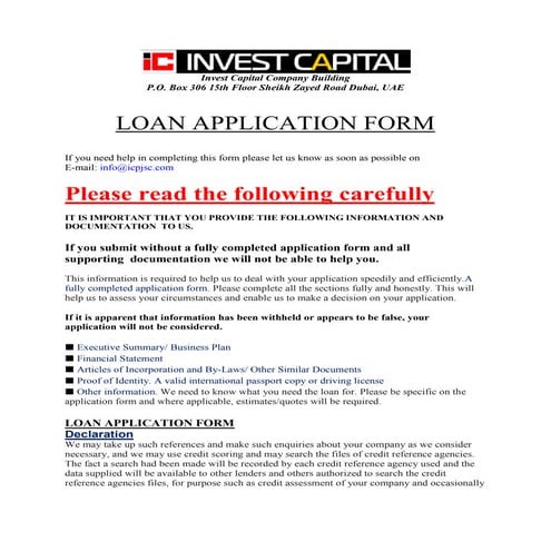 Equity finance loan form application | PDF