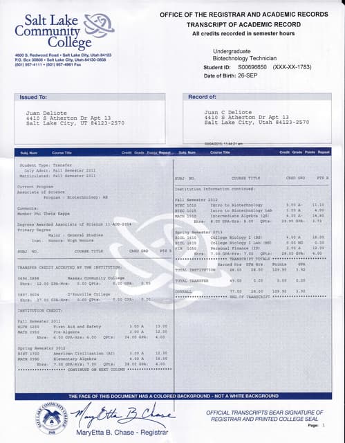 College Transcripts copy | PDF