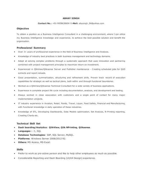 Naveen QlikView Developer | PDF Naveen QlikView Developer | PDF