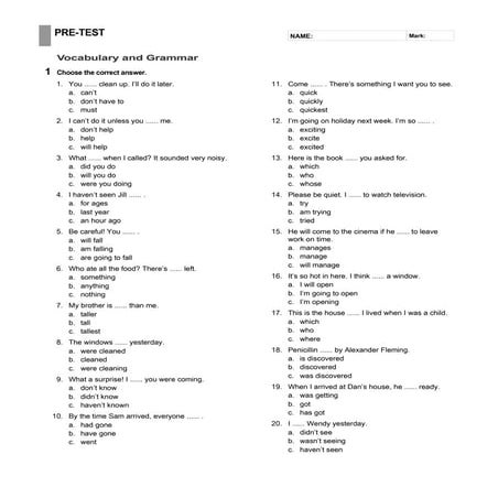 1º bach pre test | DOC