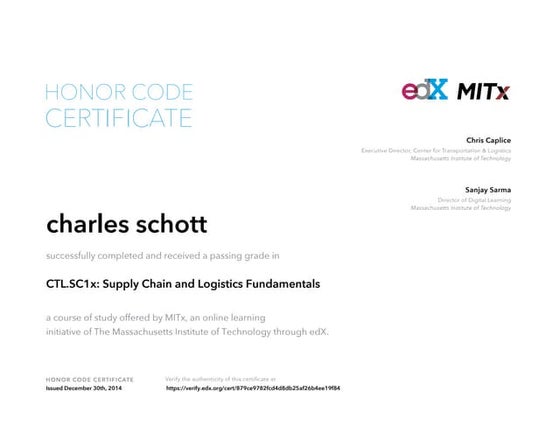 Supply Chain Fundamentals MIT Cert | PPT