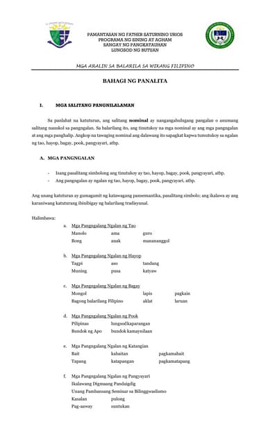 Pangngatnig || Panlinaw ||Panubali II Paninsay || Pamukod || Pananhi ...