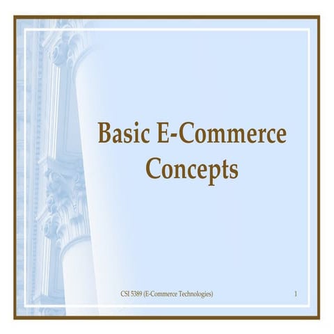 fundamentals of Electronic Commerce and | PPT