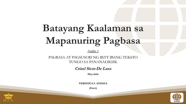 Kasanayan sa pagbasa | PPT