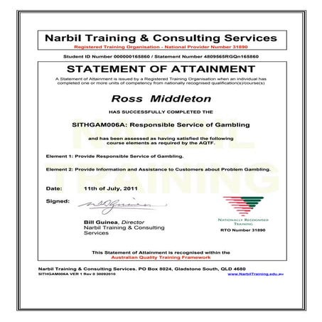 RSG Certificate | PDF